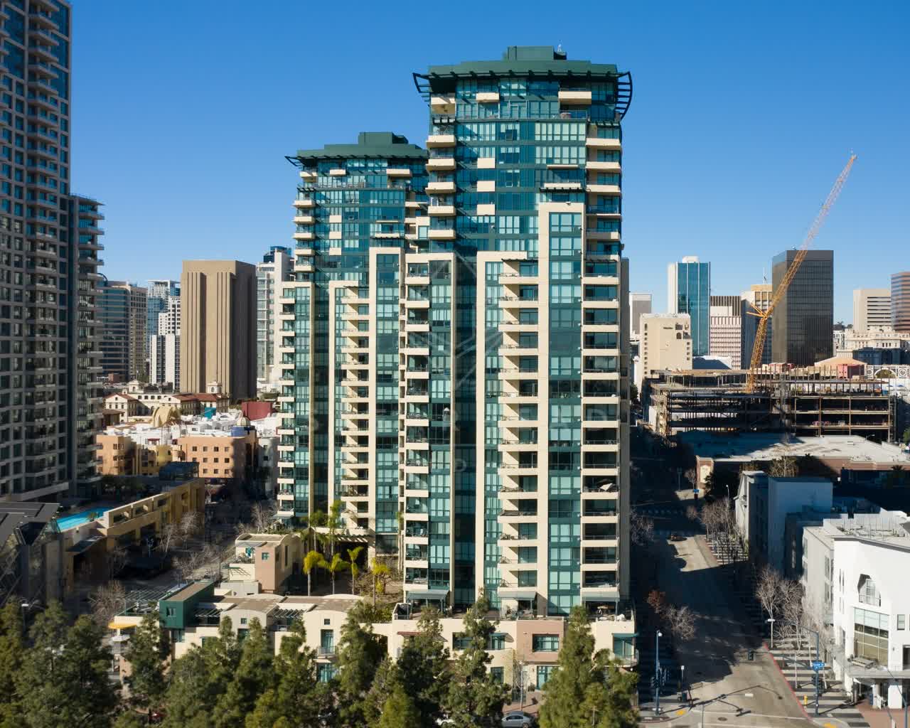 Aerial shot of Horizons Condos by Bosa Development in the Marina ...