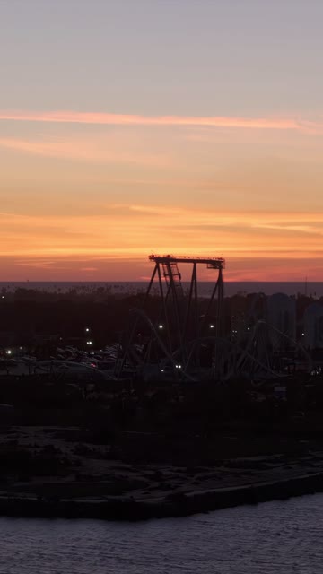 Aerial view of Mission Bay and Seaworld during sunset | Vertical Drone ...