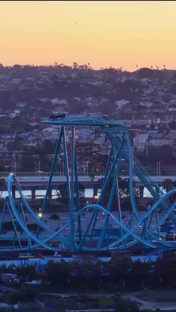 Aerial view of Mission Bay and Seaworld during sunset | Vertical Drone ...